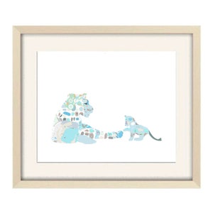 Baby Blue Nursery, Set of Four Safari Animal Prints for Baby Boys Room ...