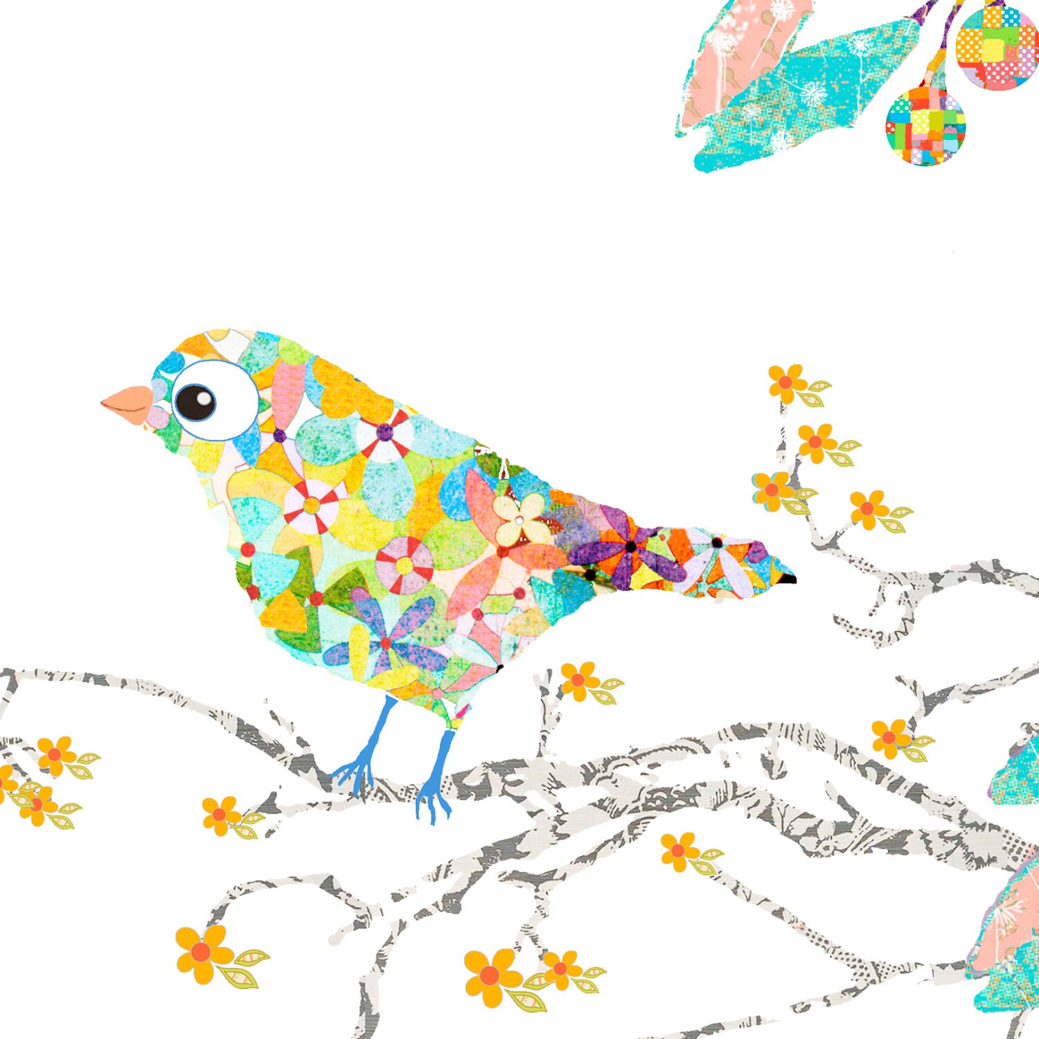 Girls Room Decor Modern Bird Wall Decor Abstract Botanical Art | Etsy