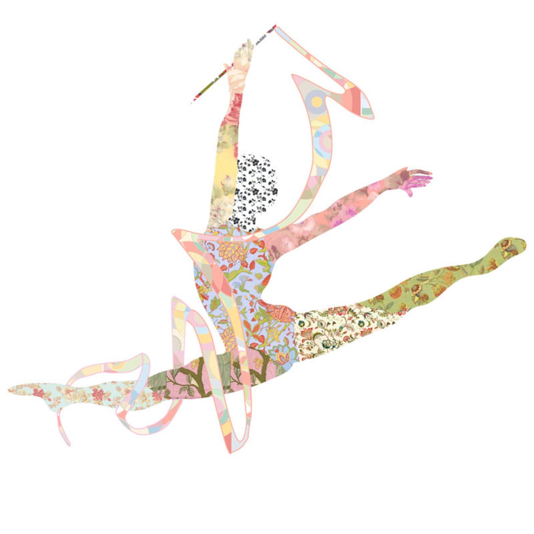 Dancing Ballerina Art Print: Abstract Floral Pattern, Girls Room Decor ...