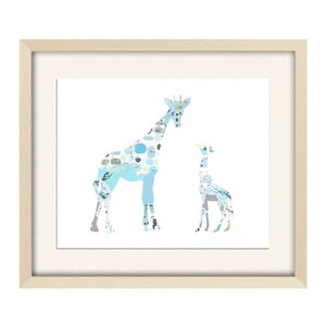 Baby Blue Nursery, Set of Four Safari Animal Prints for Baby Boys Room ...