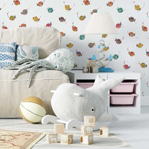 Colorful Fish Kids Bathroom Wallpaper - Vinyl Peel and Stick Pre-pasted ...