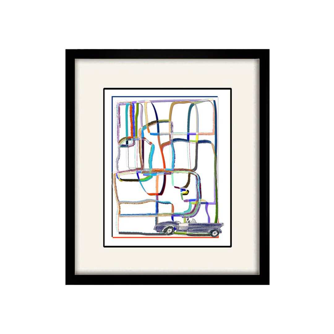 Contemporary abstract cars art print for modern baby boy nursery or ...