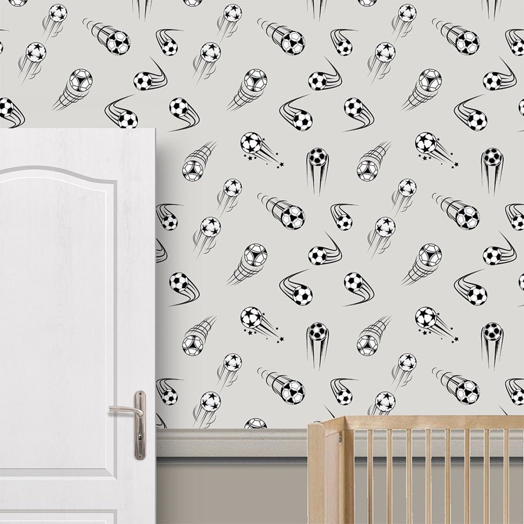 Black and White Soccer Peel and Stick Wallpaper Removable Soccer Ball ...
