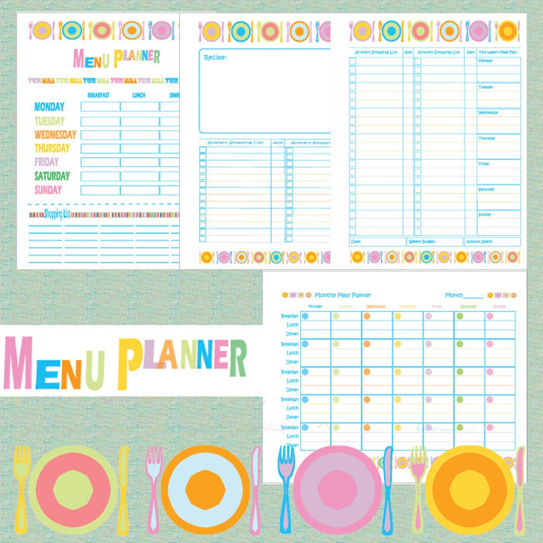 Printable Weekly Meal Planner Set - Instant Download - Daily Planner to ...