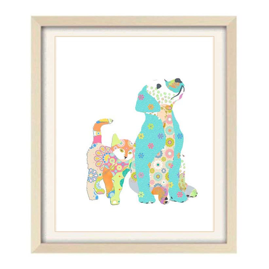 Dog Art Cat Art Print Dog Poster Cat Nursery Art Puppy Art - Etsy