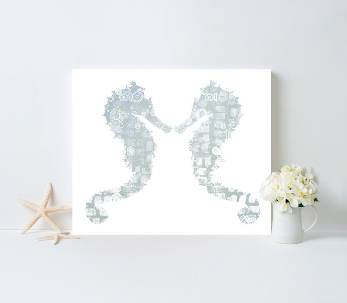 Seahorse Art for Kids Bathroom Decor / Kids Bathroom Wall Art | Etsy