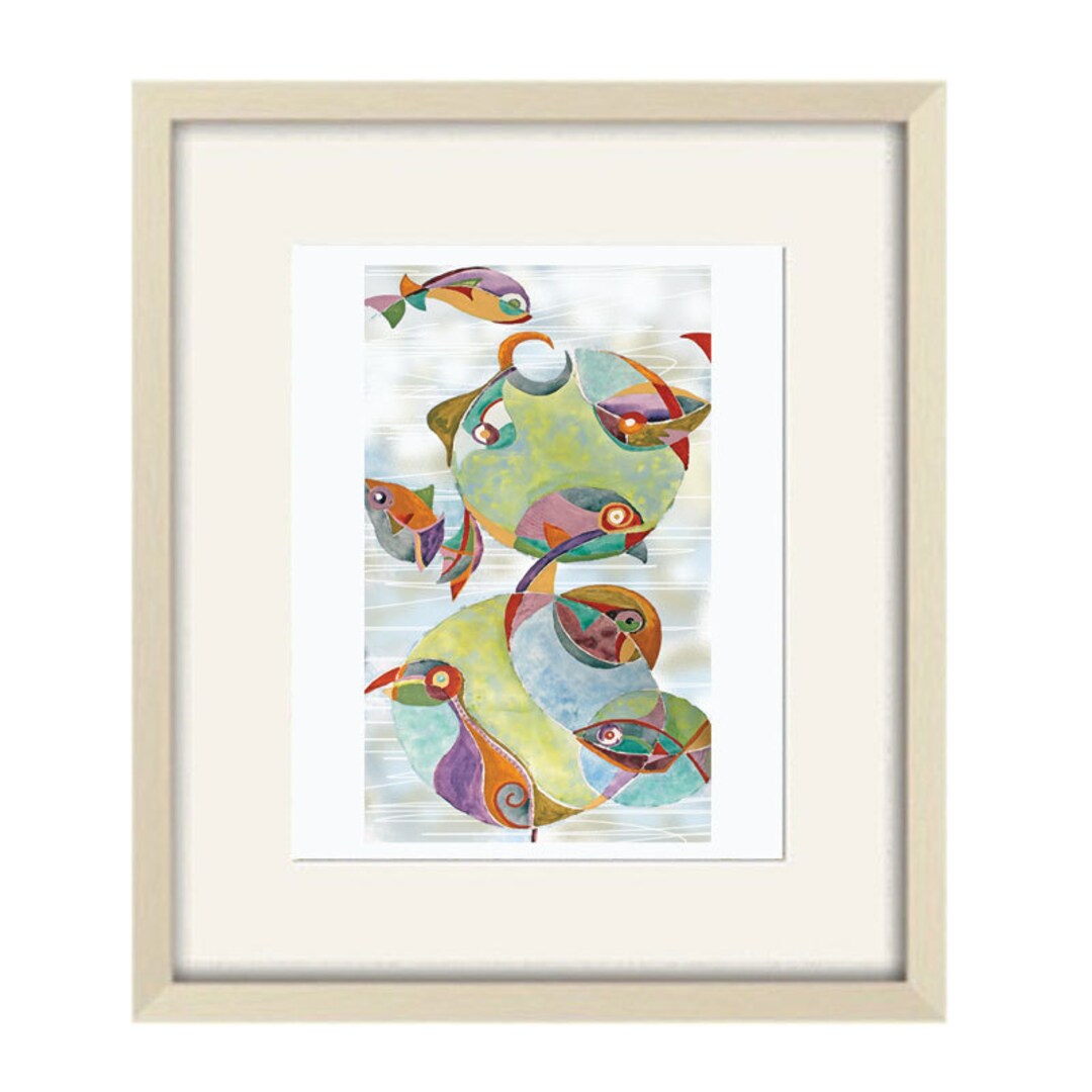 Abstract Tropical Fish Acrylic Painting Print Wall Art for Bathroom ...