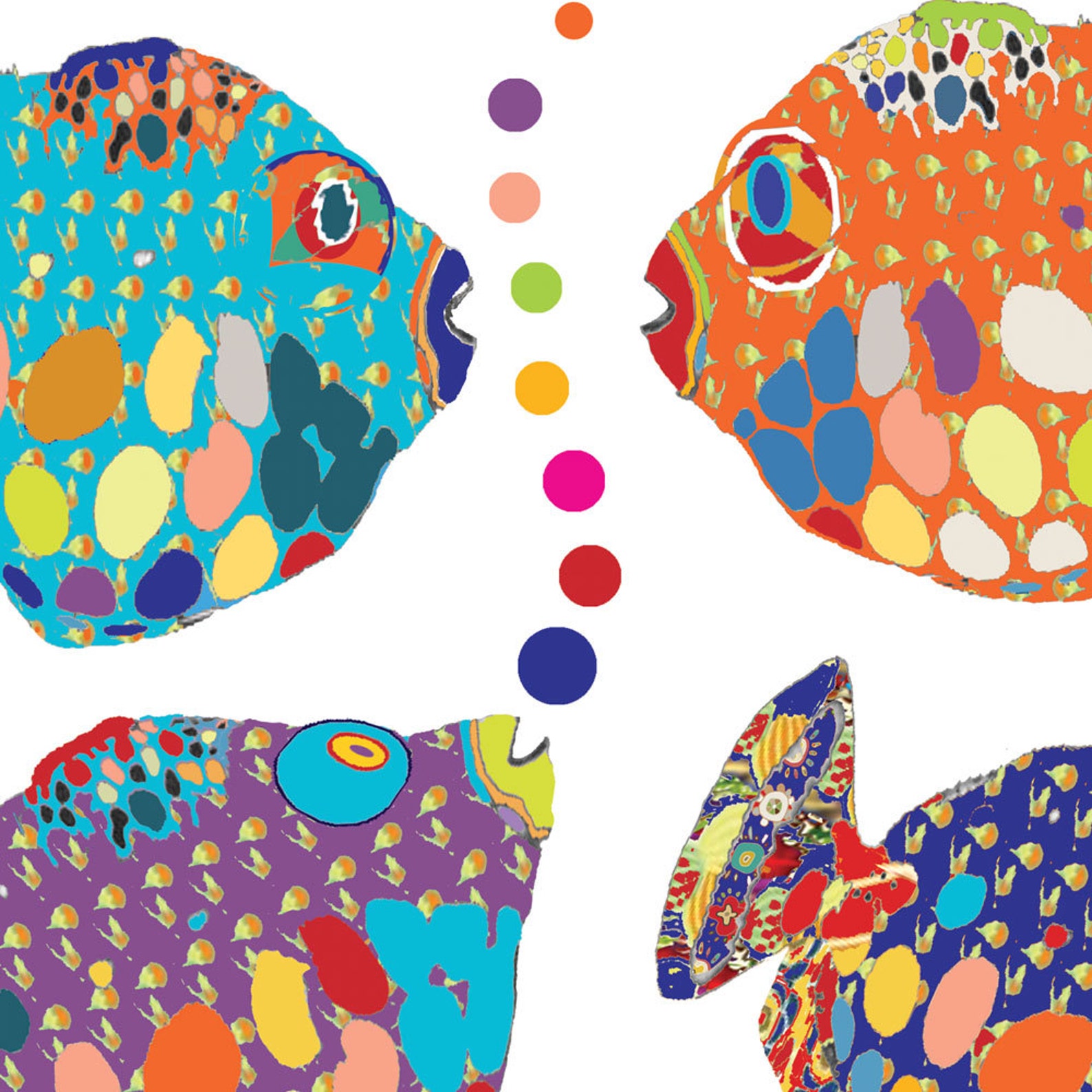 Abstract Colorful Fish Beach House Large Poster Print. Fun - Etsy