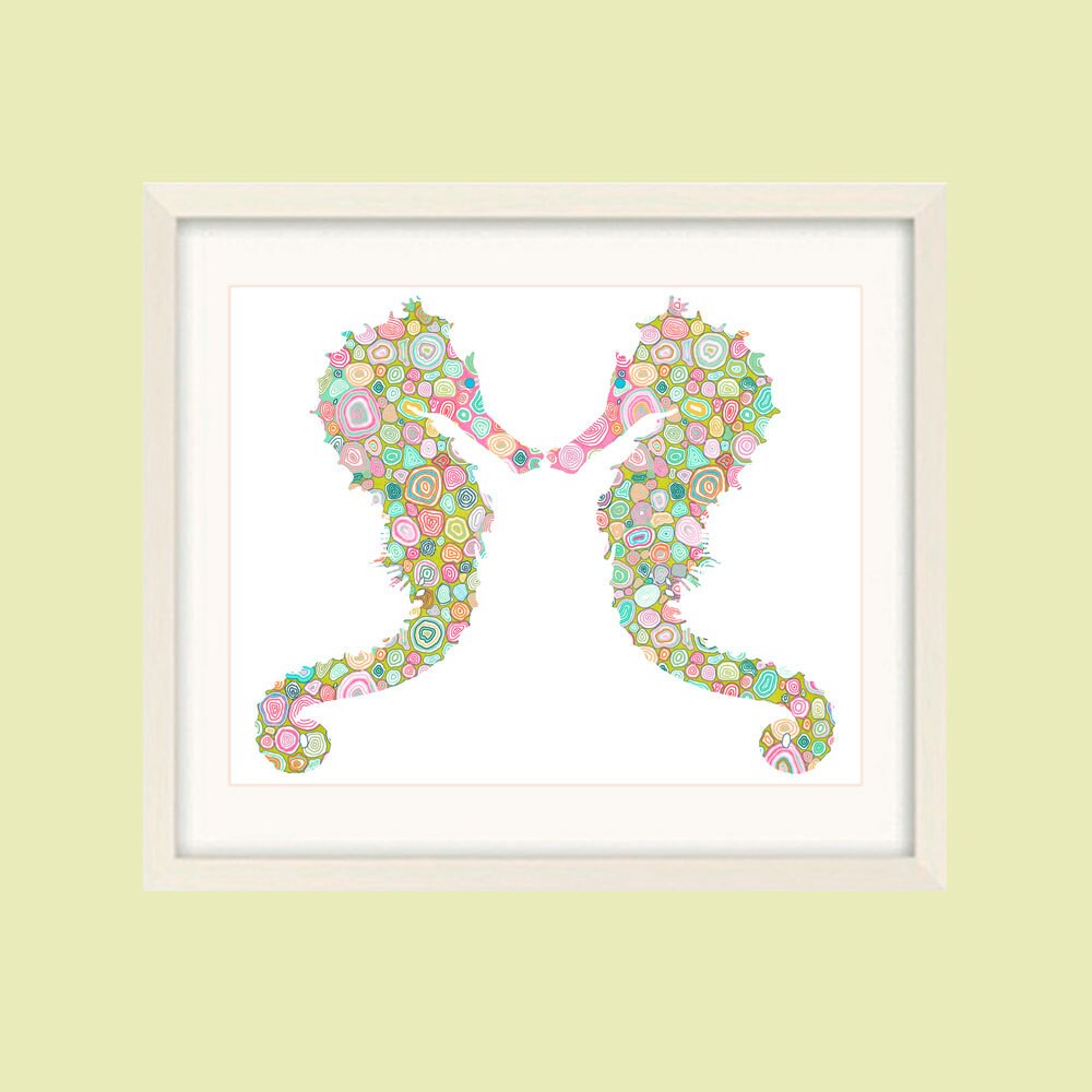 Seahorse Art for Kids Bathroom Decor / Kids Bathroom Wall Art | Etsy