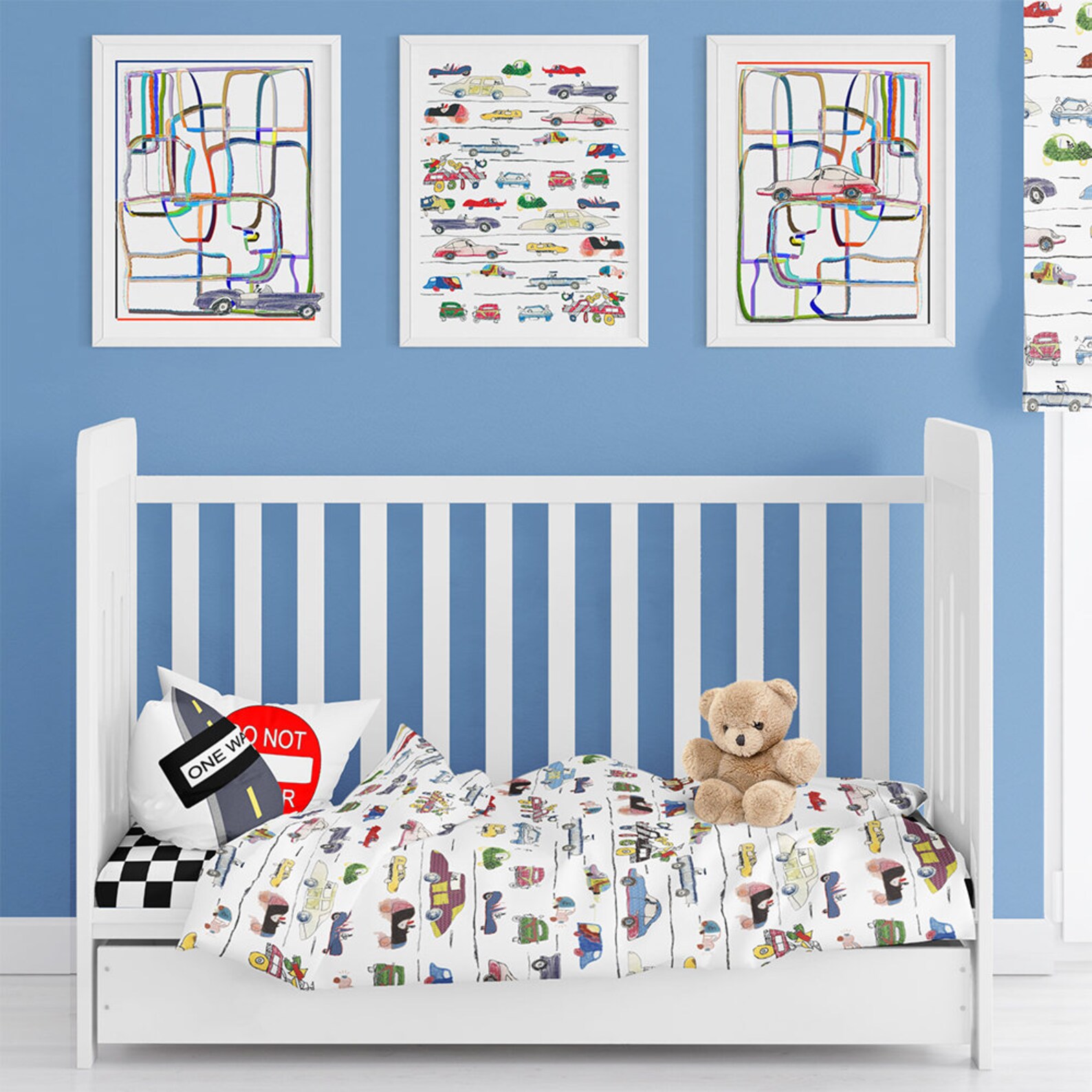 Car Nursery Art Baby Boy Nursery Decor Toddler Boy Decor | Etsy