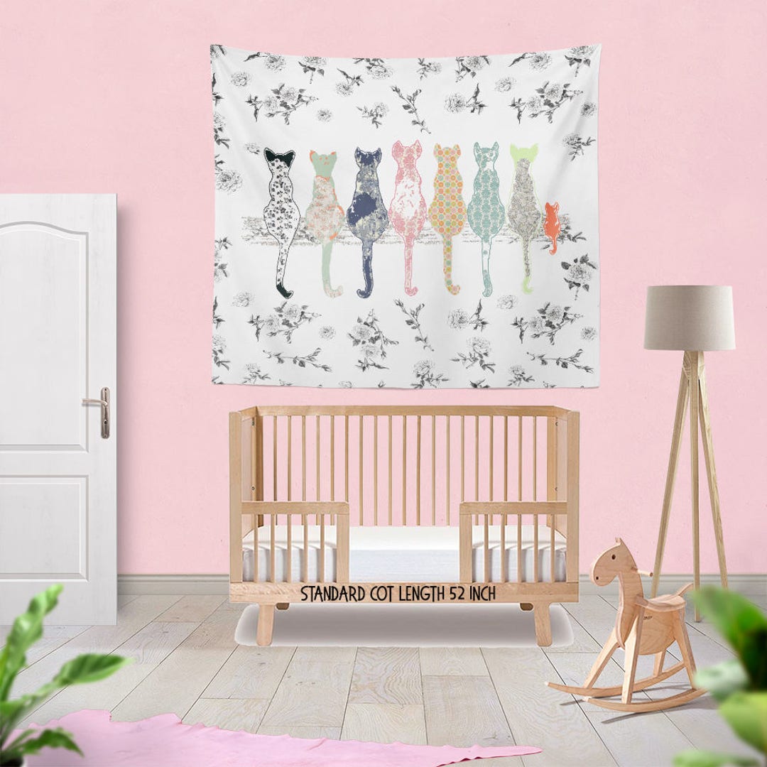 Large Cat Wall Tapestry Nursery or Kids Bedroom Decor Cat Wall Art ...