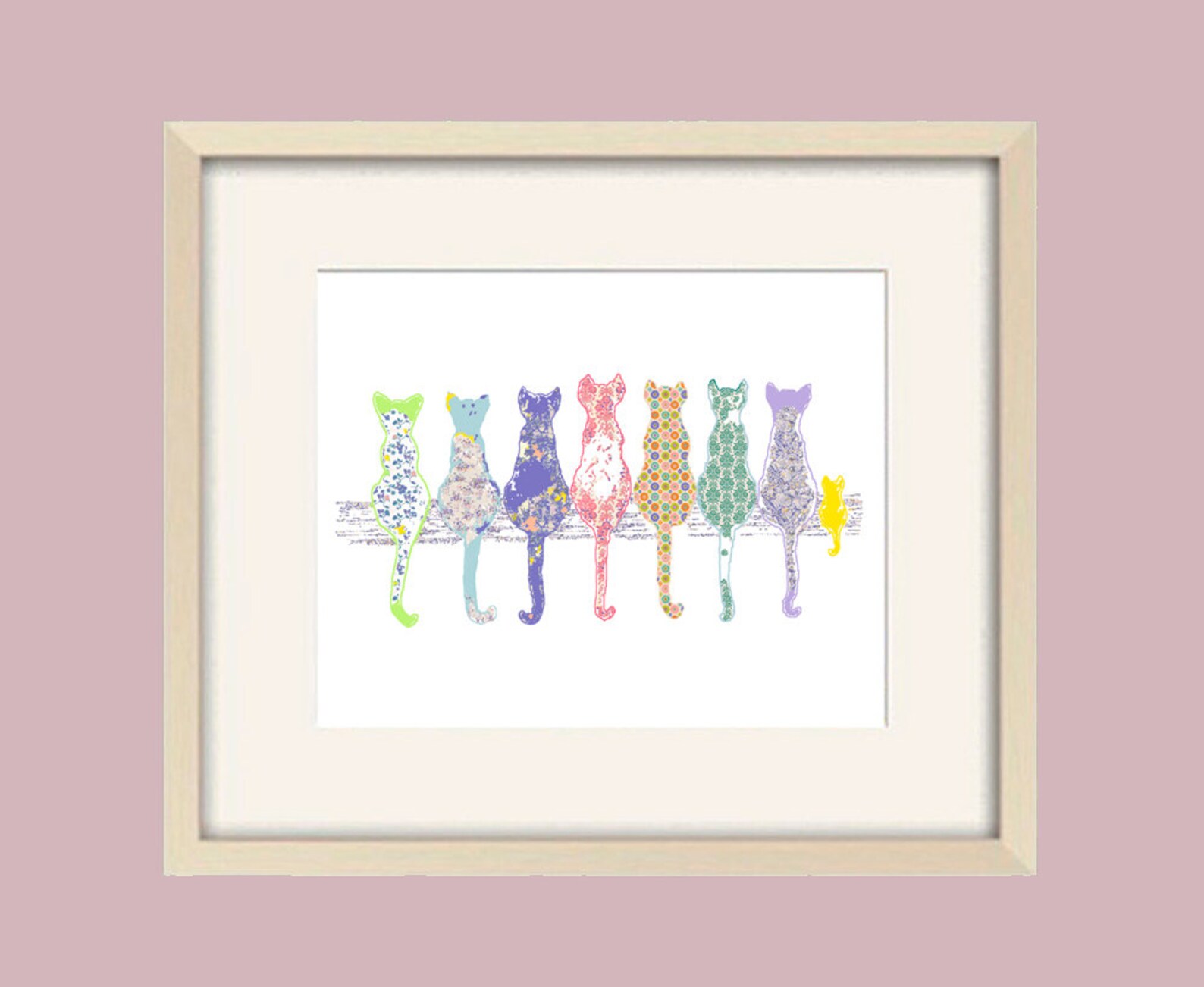 Cat Lover Gift of Cat Art for Kids Room Wall Decor. Cute Cats | Etsy