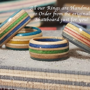 Beautiful Handmade Wooden Recycled Skateboard Band Ring, Any Size ...