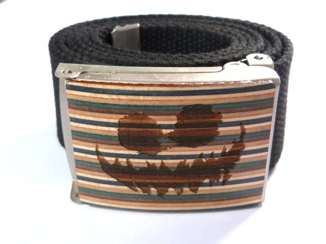 Skateboard Belt Buckle, Scare Face, Reclaimed, Creepy, Handmade, Green ...