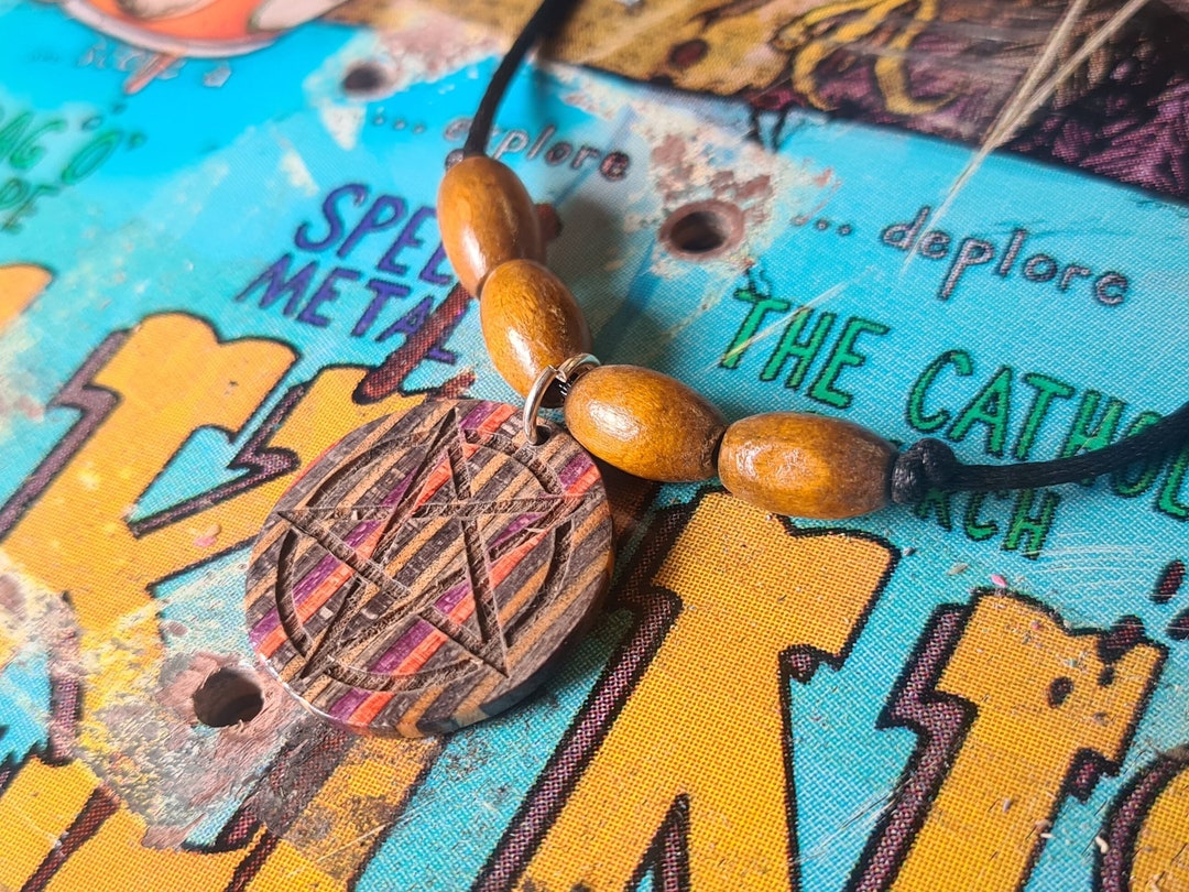 Recycled Skateboards, Pentagram Necklace, Wooden Jewellery, Unique ...