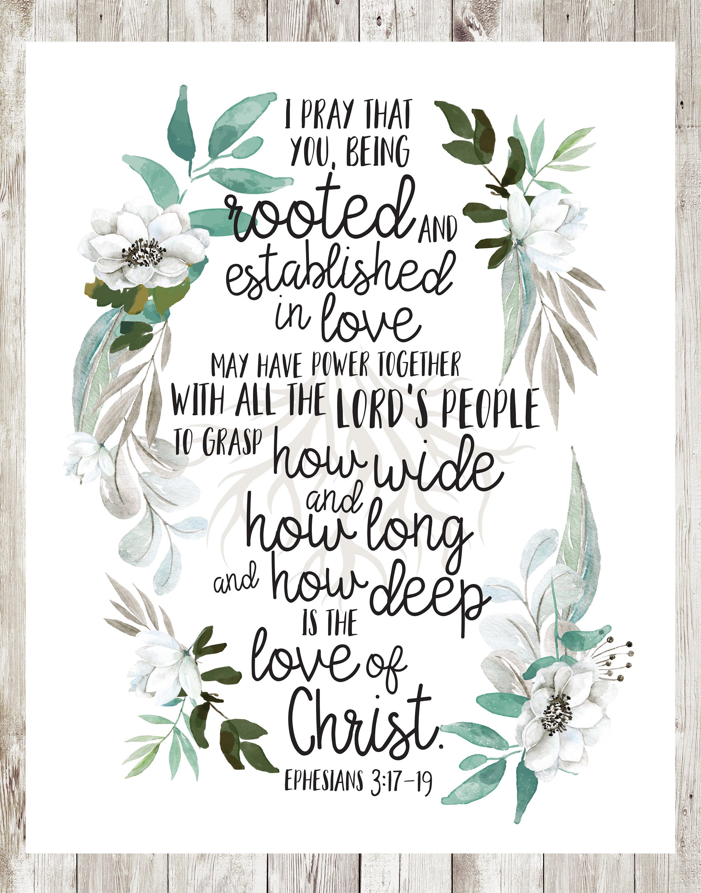 Ephesians 3:17-19 DIGITAL Typography Print 8x10 INSTANT | Etsy