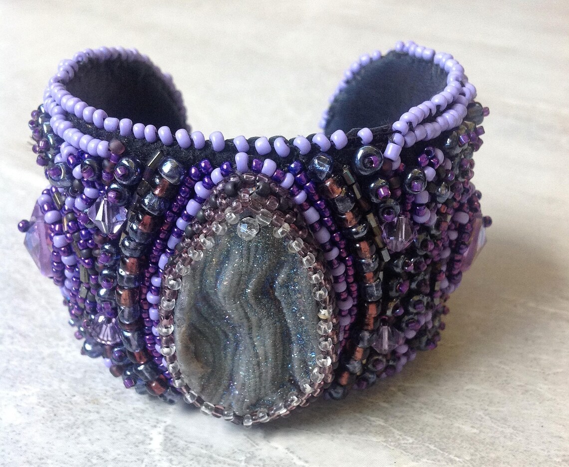 Druzy Bead Embroidered Cuff - Etsy
