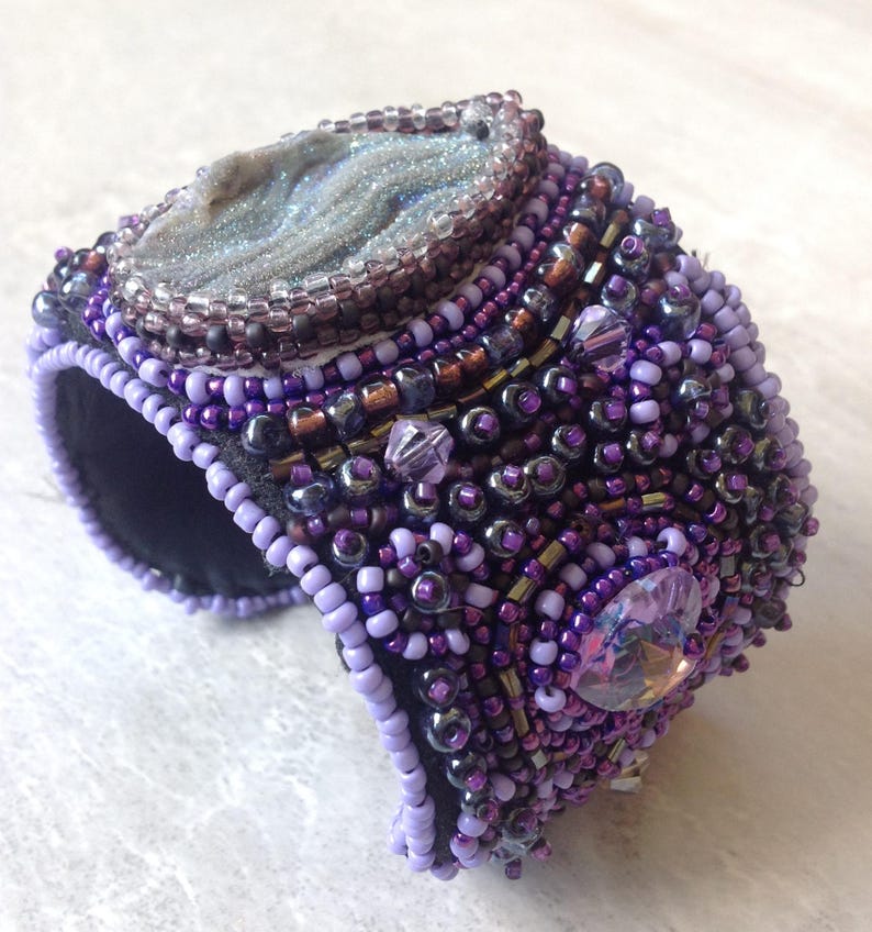 Druzy Bead Embroidered Cuff - Etsy