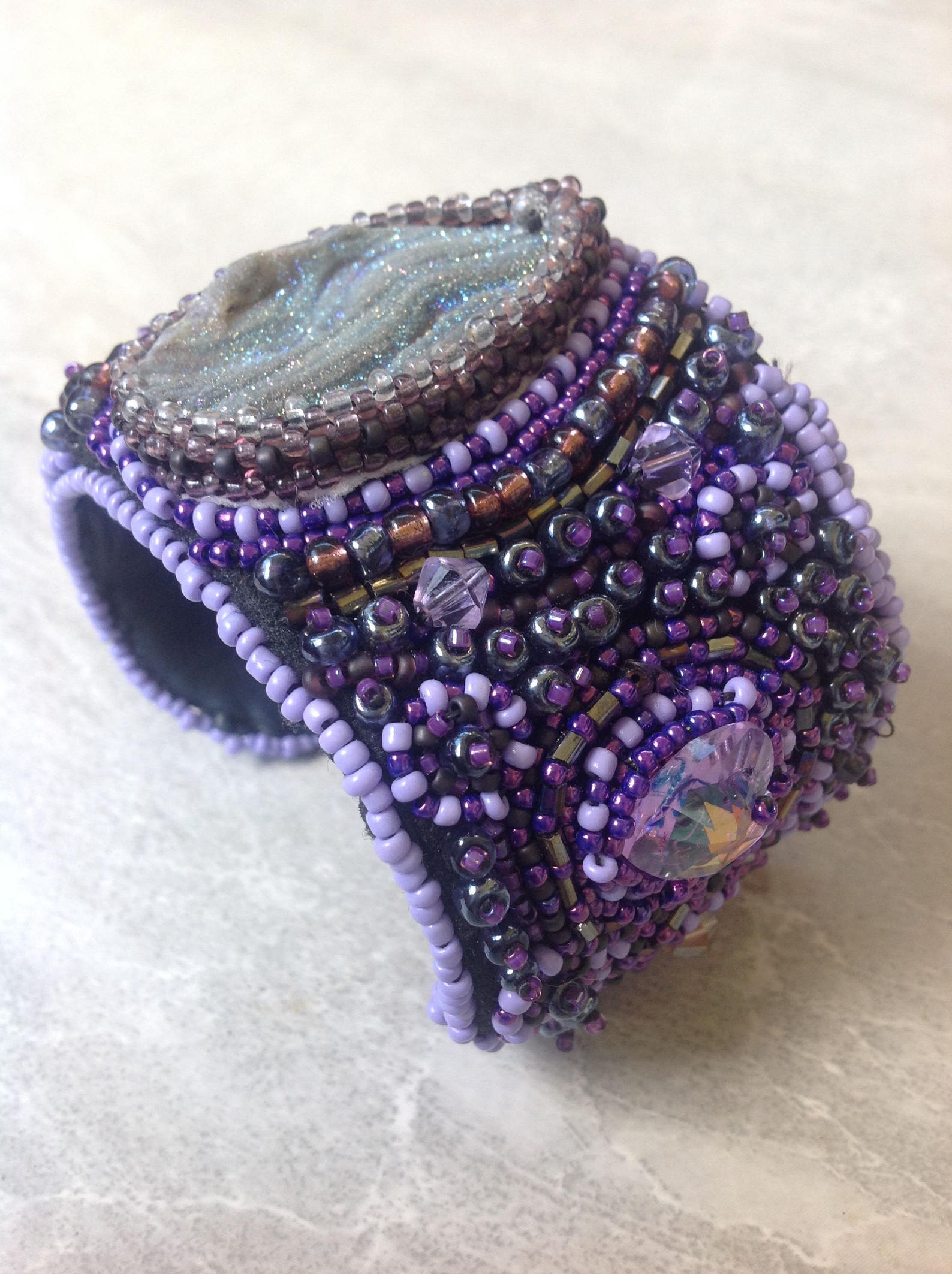 Druzy Bead Embroidered Cuff - Etsy