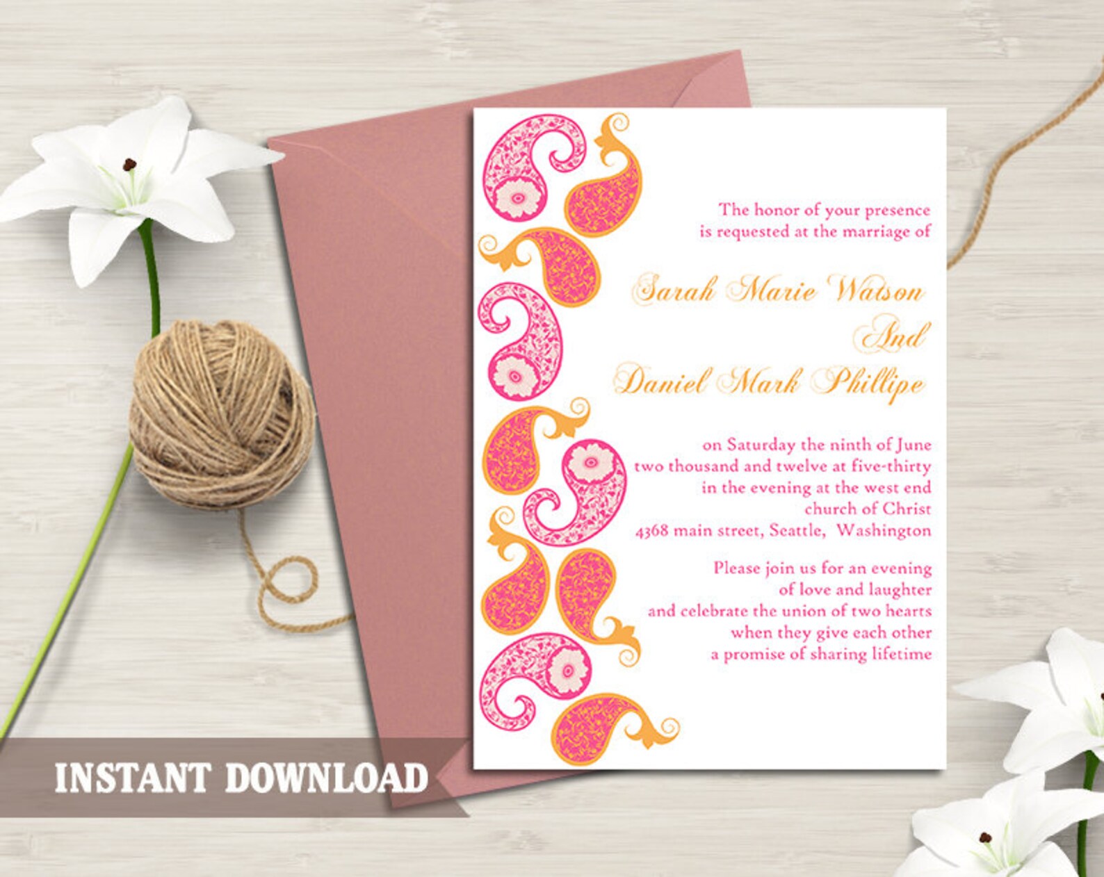 Bollywood Wedding Invitation Template Download Printable Invitations ...