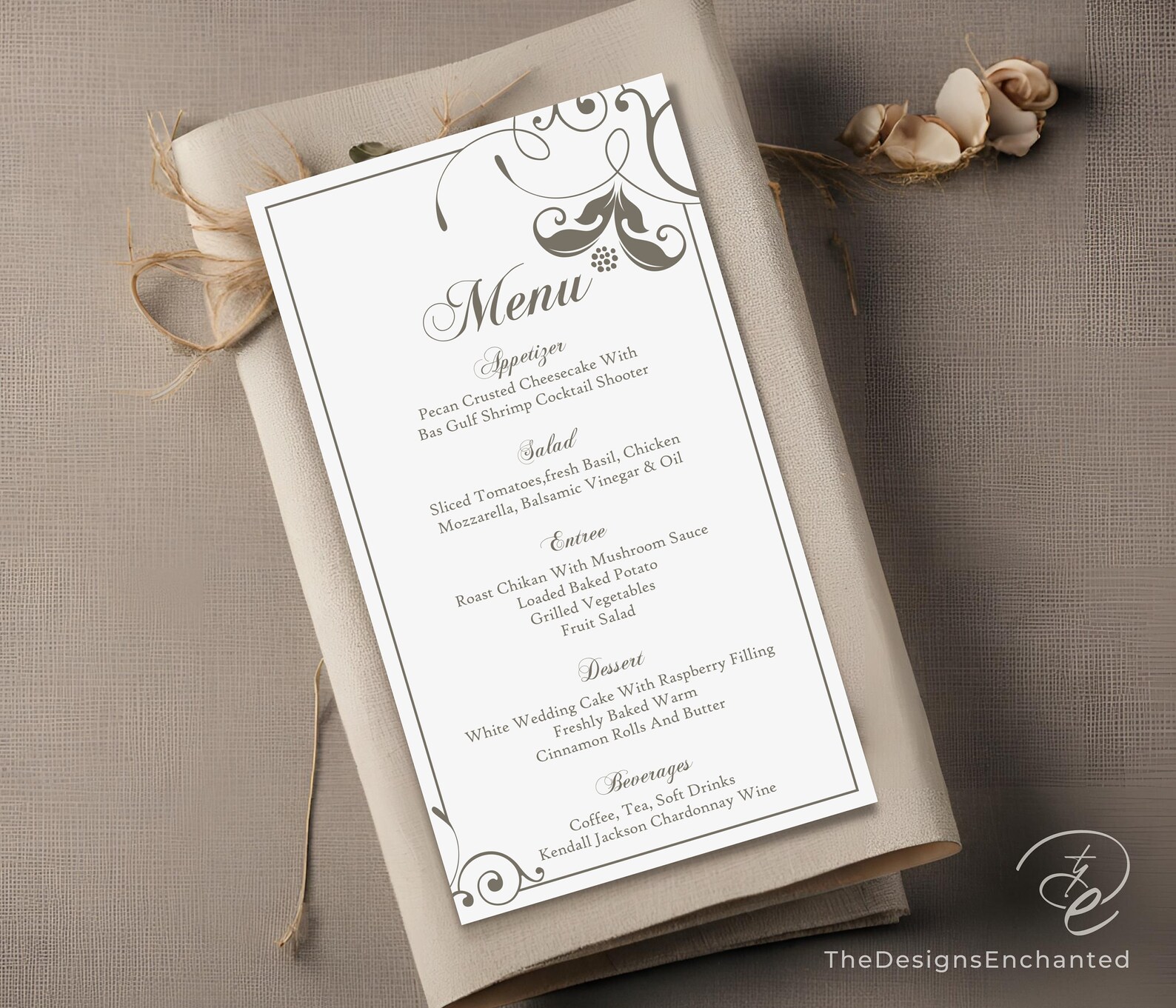 Wedding Menu Template DIY Menu Card Template Editable Text - Etsy