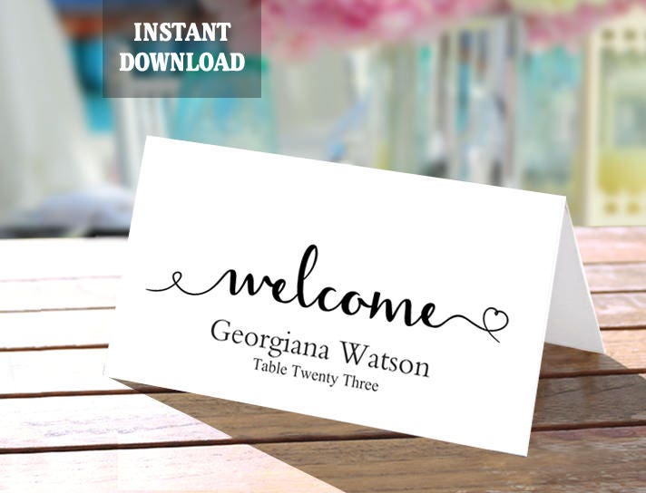 Printable Place Cards Wedding Place Card Template Script Place - Etsy