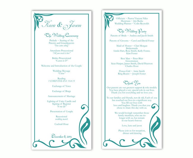 Wedding Program Template DIY Editable Text Word File Download - Etsy
