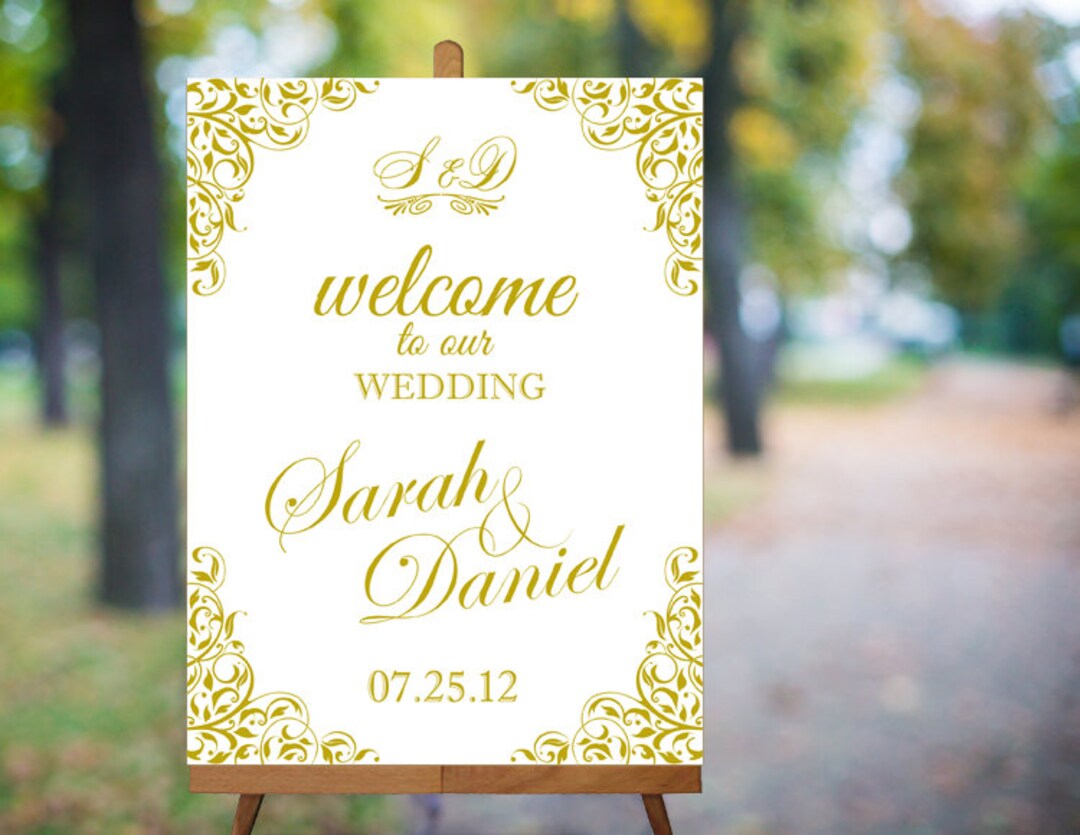 Wedding Welcome Sign Printable Wedding Sign Gold Wedding Signs Elegant ...