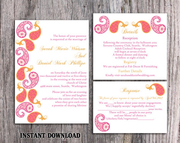 Bollywood Wedding Invitation Template Download Printable Invitations ...