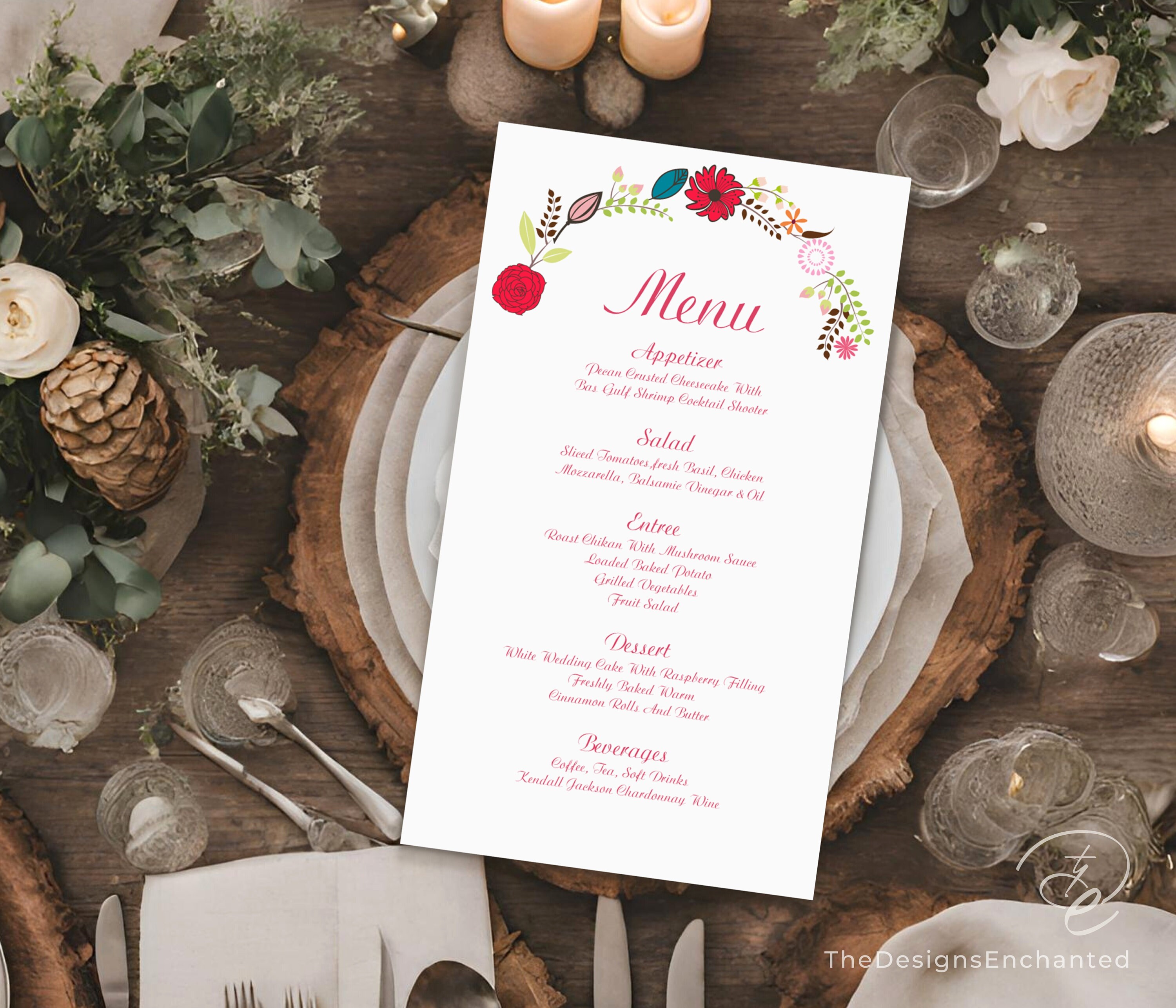Wedding Menu Template DIY Menu Card Template Editable Text - Etsy