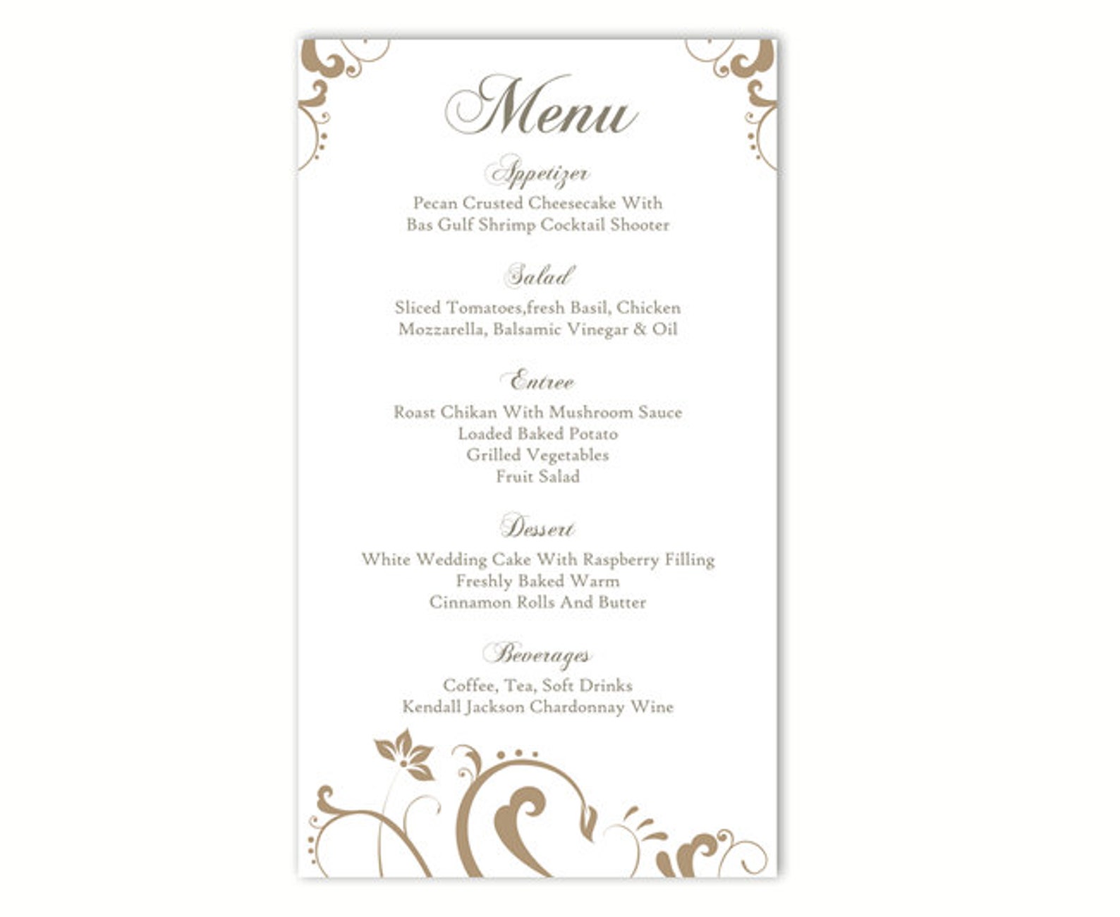 Wedding Menu Template DIY Menu Card Template Editable Text - Etsy