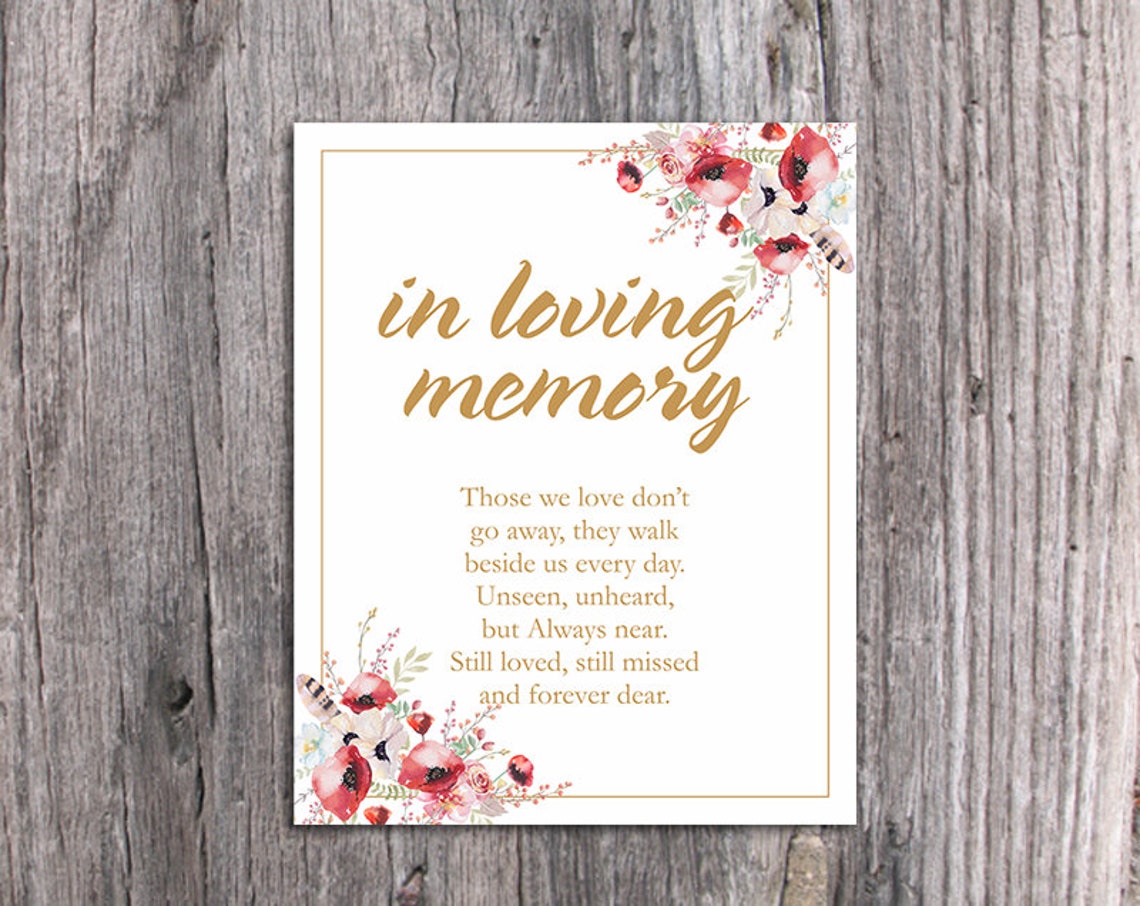 In Loving Memory Printable Wedding Signs Templates - Etsy