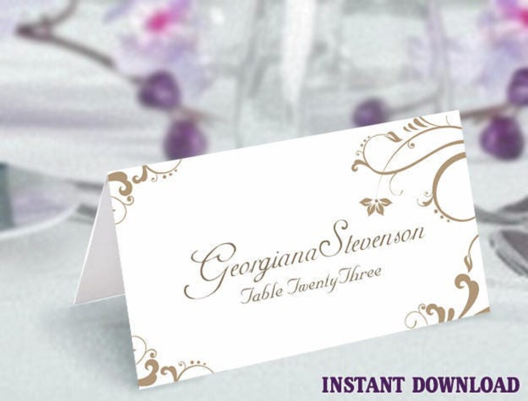 Printable Place Cards Wedding Place Card Template Elegant Gold Place ...