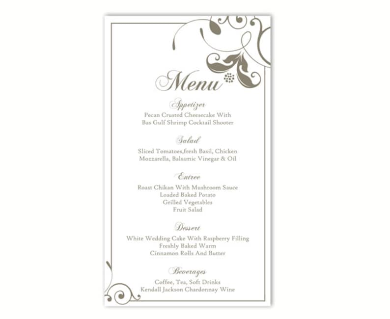 Wedding Menu Template DIY Menu Card Template Editable Text - Etsy