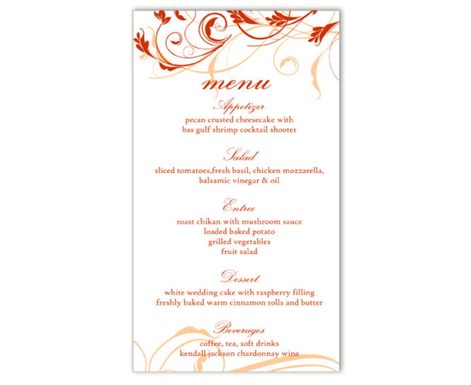 Wedding Menu Template DIY Menu Card Template Editable Text - Etsy
