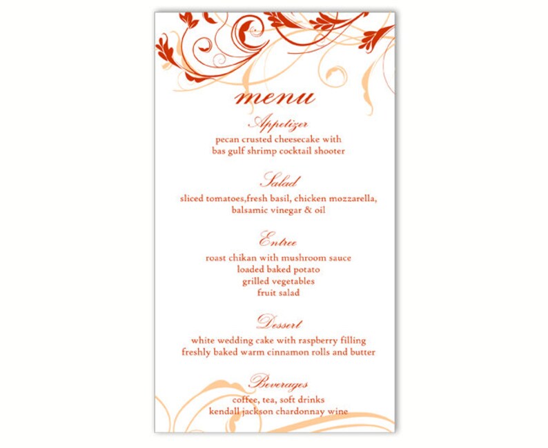 Wedding Menu Template DIY Menu Card Template Editable Text - Etsy