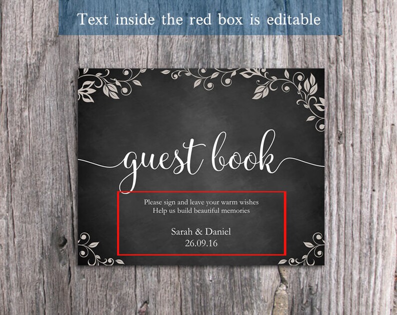 Guest Book Sign, Wedding Guest Book Sign, Printable Guest Book Sign ...