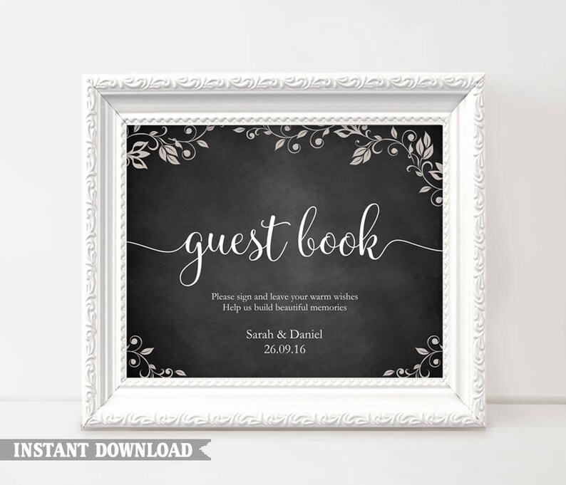 Guest Book Sign, Wedding Guest Book Sign, Printable Guest Book Sign ...