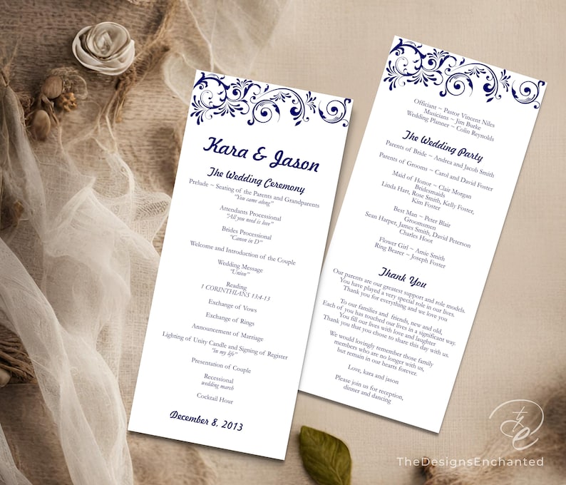 Wedding Program Template DIY Printable Wedding Program - Etsy