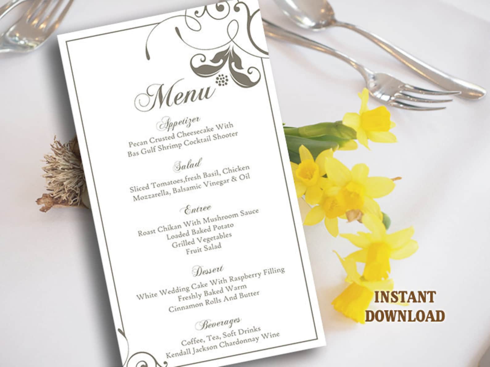 Wedding Menu Template DIY Menu Card Template Editable Text - Etsy