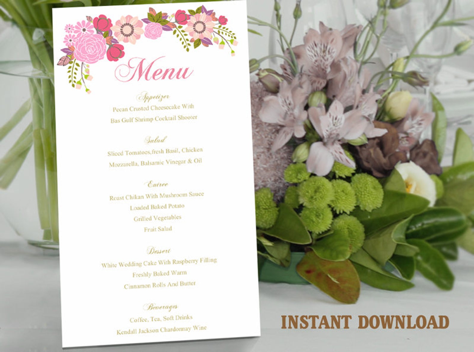 Wedding Menu Template DIY Menu Card Template Editable Text - Etsy