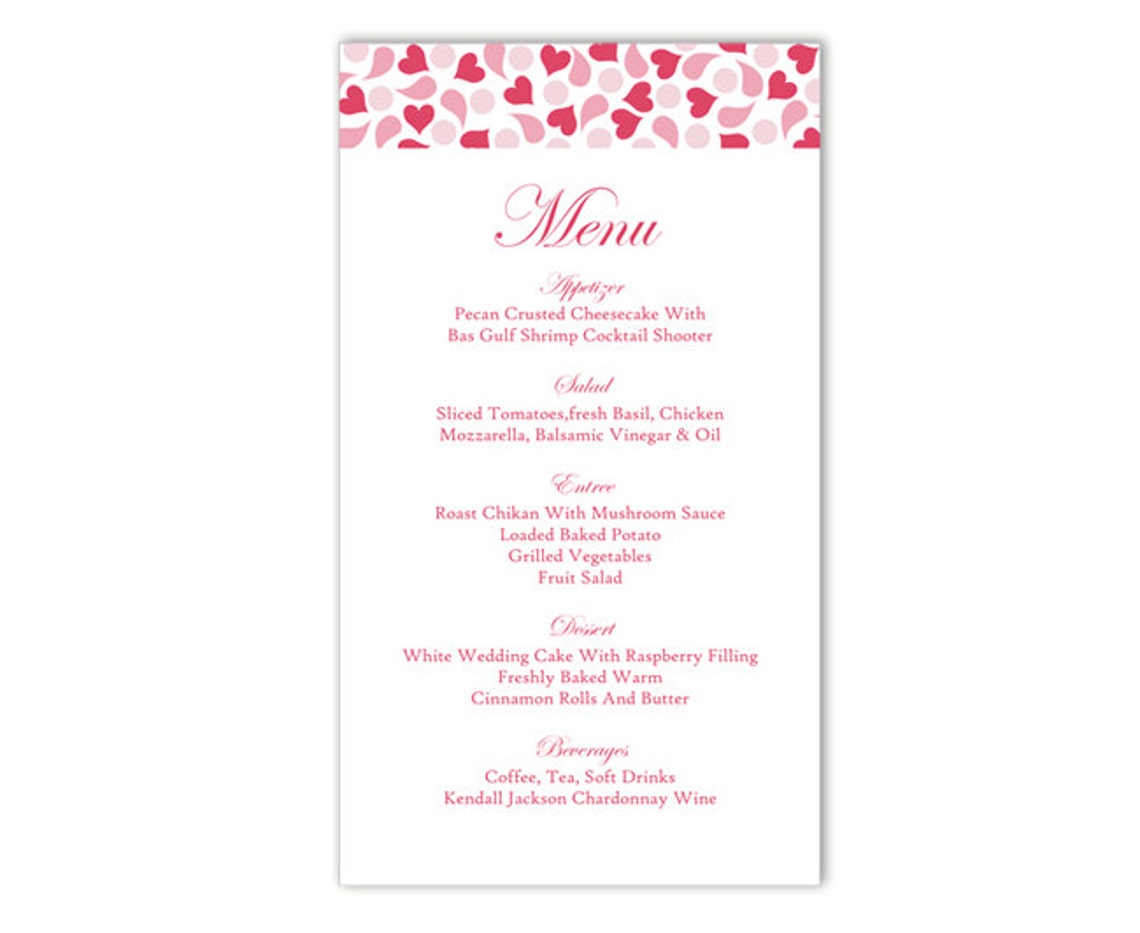 Wedding Menu Template DIY Menu Card Template Editable Text - Etsy