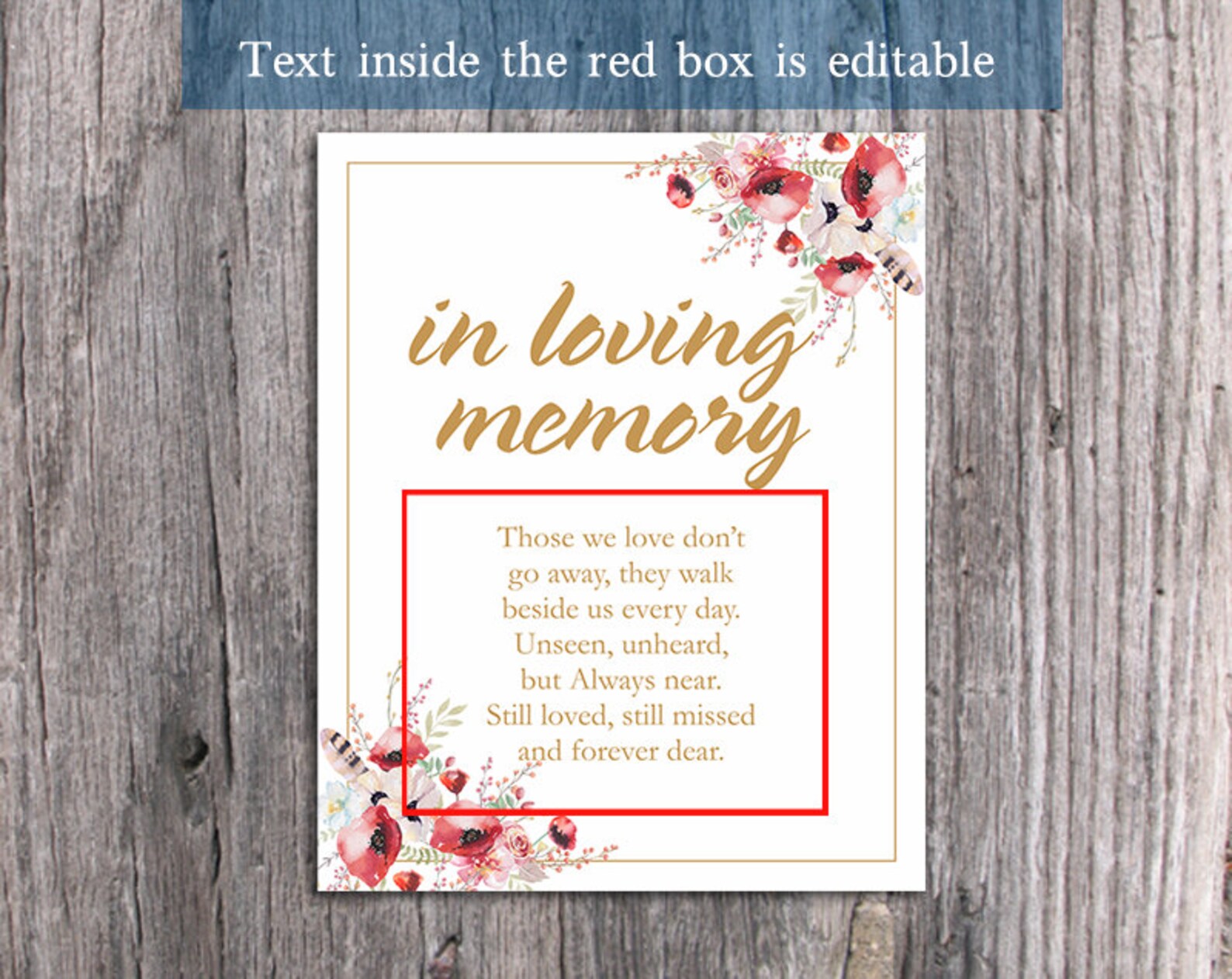 In Loving Memory Printable Wedding Signs Templates - Etsy