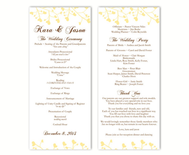 Wedding Program Template DIY Editable Word File Instant - Etsy