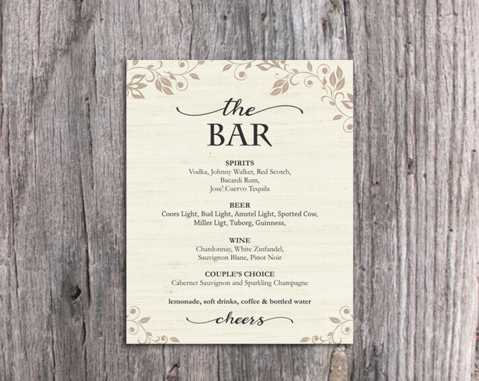 Bar Sign Bar Menu Sign Printable Bar Sign Wedding Bar Sign - Etsy