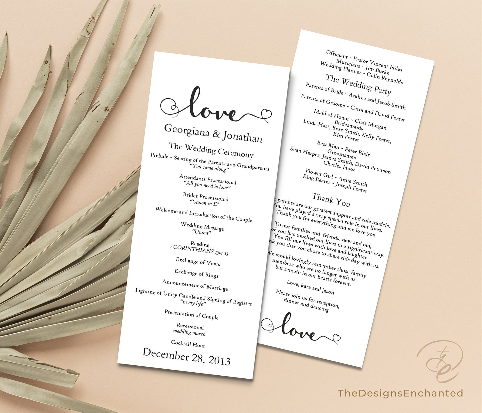 Wedding Program Template Printable Wedding Program White - Etsy