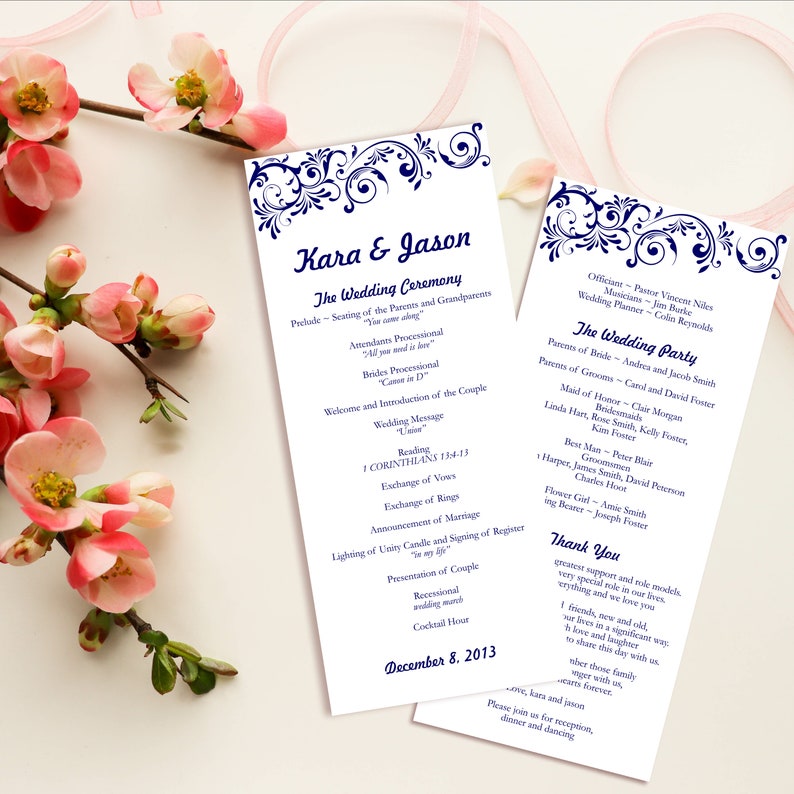 Wedding Program Template DIY Printable Wedding Program - Etsy