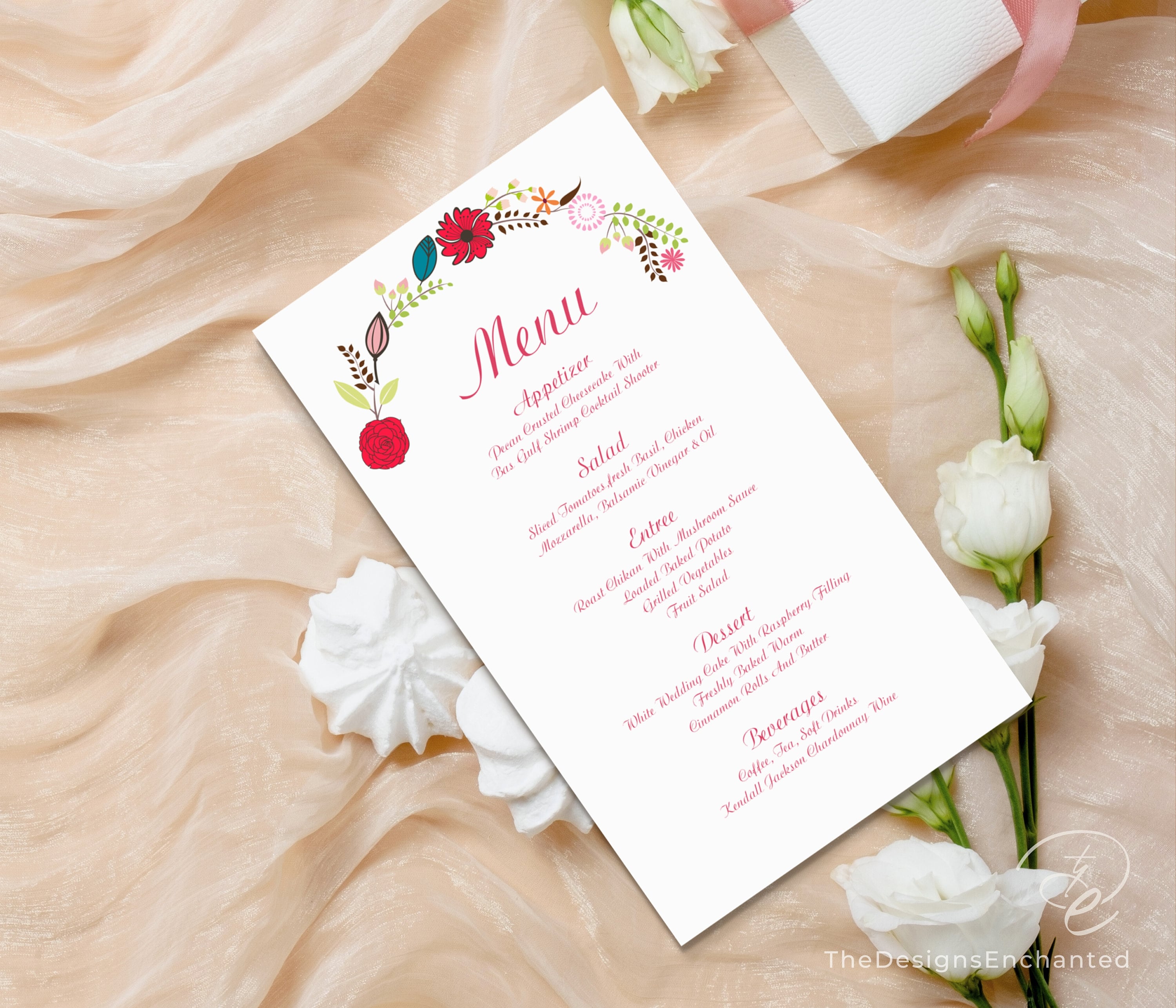 Wedding Menu Template DIY Menu Card Template Editable Text - Etsy