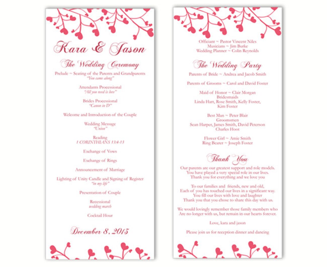 Wedding Program Template DIY Editable Text Word File Download | Etsy