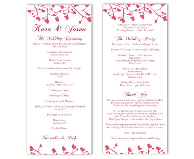Wedding Program Template DIY Editable Text Word File Download Program ...